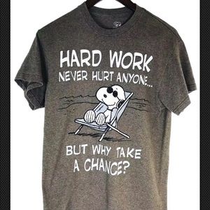 Peanuts | Shirts | Peanuts Tshirt Sz M Hard Work Never Hurt Snoopy ...